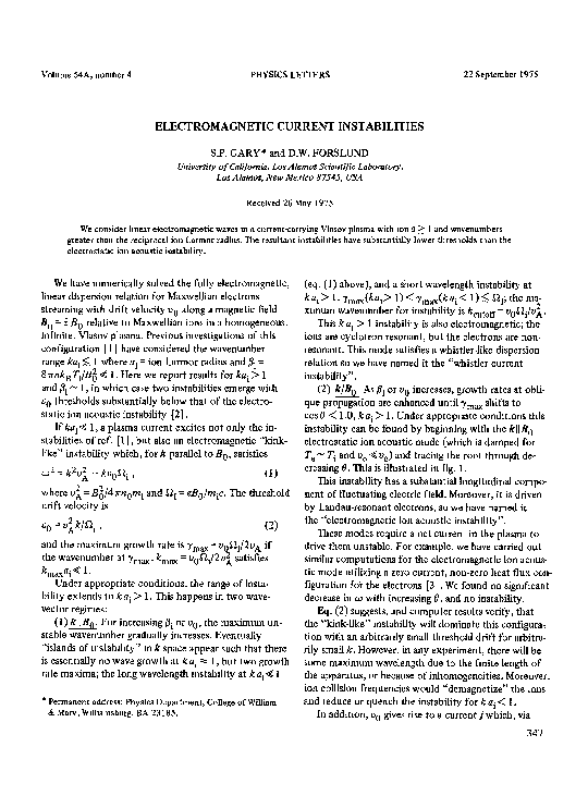 (PDF) Electromagnetic current instabilities