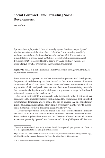 (PDF) Social Contract Two: Revisiting Social Development