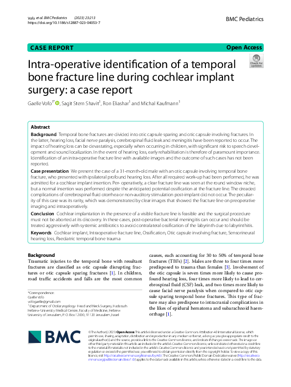 (PDF) Intra-operative identification of a temporal bone fracture line ...