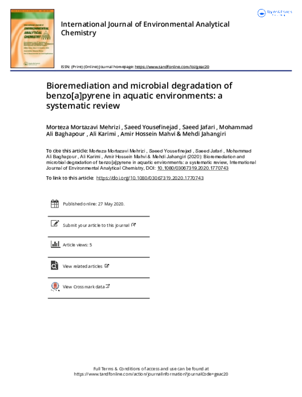 (PDF) Bioremediation and microbial degradation of benzo[a]pyrene in aquatic environments: a ...