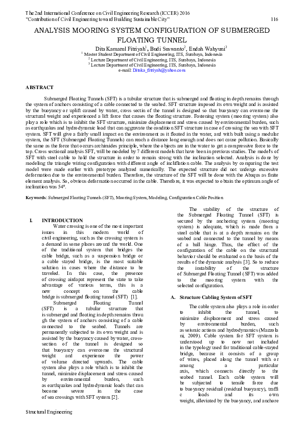 (PDF) Analysis Mooring System Configuration of Submerged Floating Tunnel