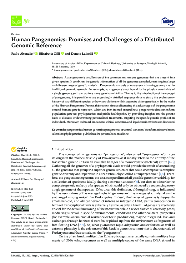 (PDF) Human Pangenomics: Promises and Challenges of a Distributed Genomic Reference