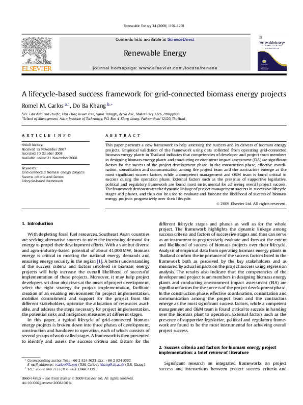 (PDF) A lifecycle-based success framework for grid-connected biomass ...