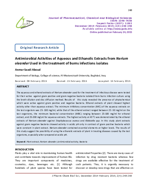 (PDF) Antimicrobial activities of aqueous and ethanolic leaves extracts of Ficus Platyphylla Del