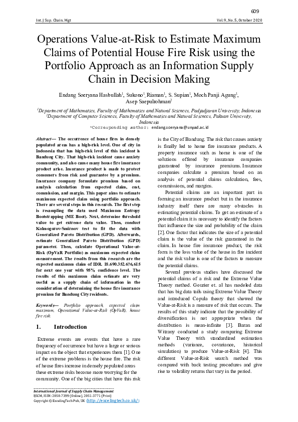 (PDF) Supply Chain Management of Operational Value-at-Risk for ...