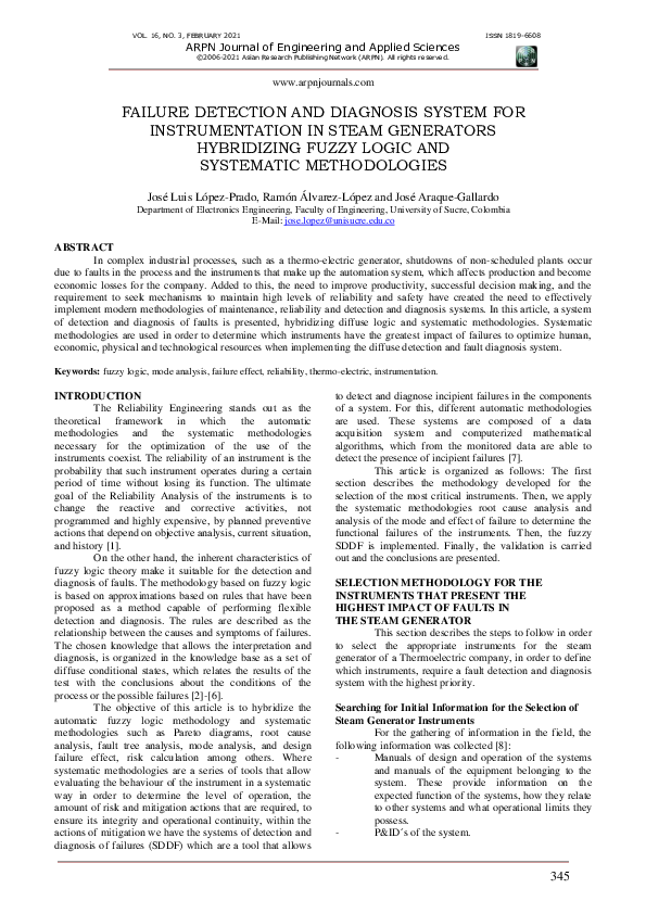 (PDF) Failure Detection and Diagnosis System for Instrumentation in ... (PDF) Failure Detection and Diagnosis System for Instrumentation in ...