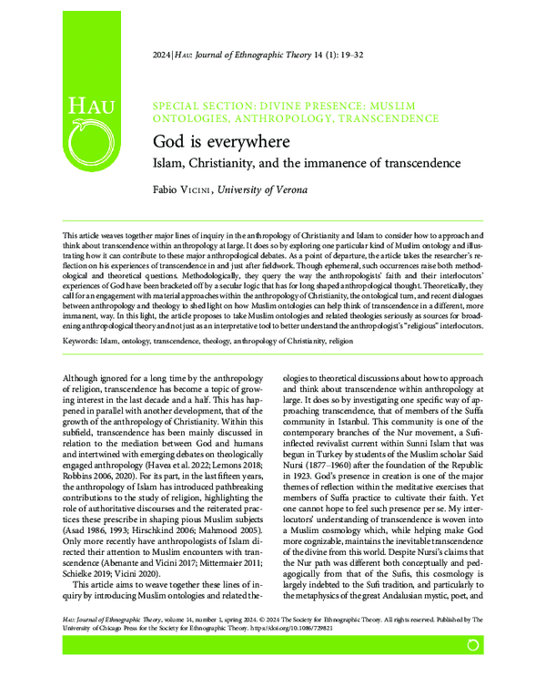 (PDF) God is everywhere: Islam, Christianity, and the immanence of ...