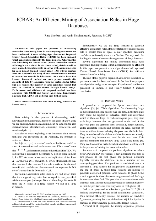 (PDF) ICBAR: An Efficient Mining of Association Rules in Huge Databases