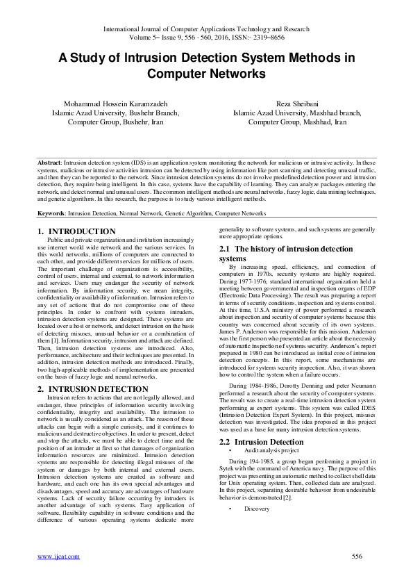 (PDF) A Study of Intrusion Detection System Methods in Computer Networks