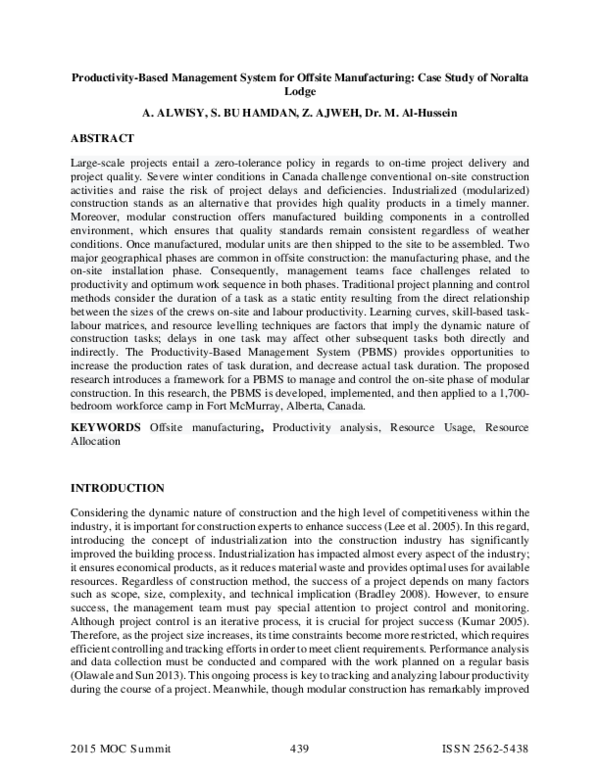 (PDF) Productivity-Based Management System for Offsite Manufacturing ...
