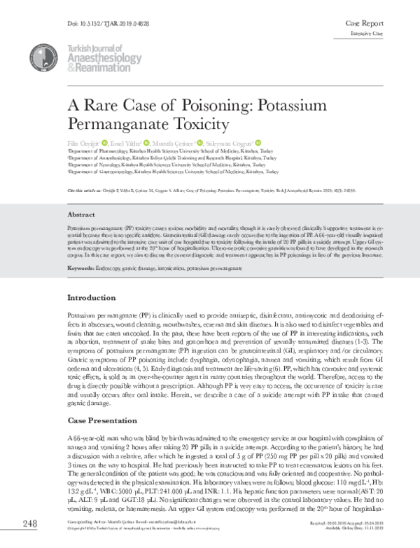 (PDF) A Rare Case of Poisoning: Potassium Permanganate Toxicity