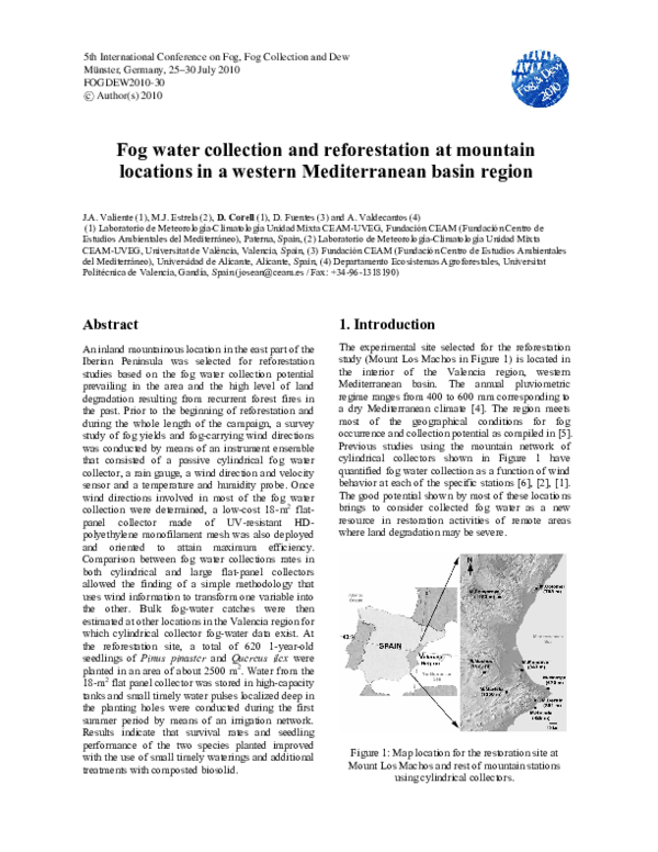 (PDF) Fog water collection and reforestation at mountain locations in a ...