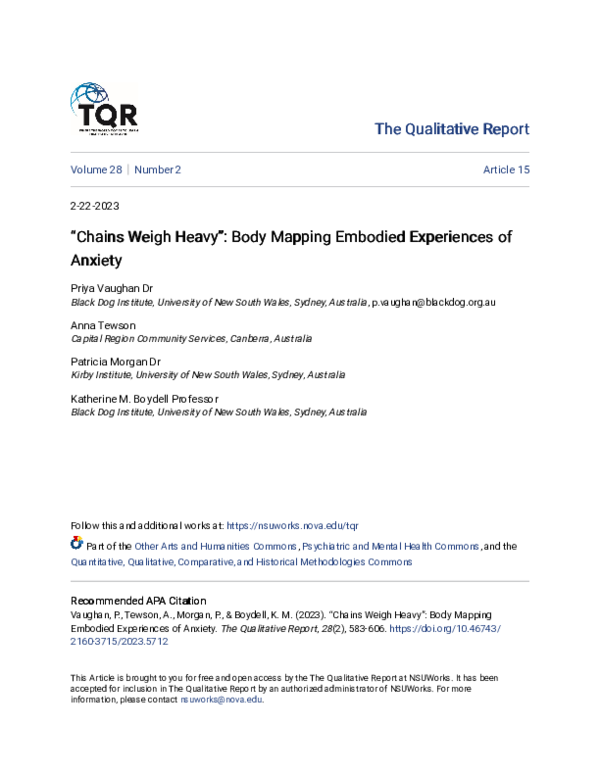 (PDF) “Chains Weigh Heavy”: Body Mapping Embodied Experiences of Anxiety