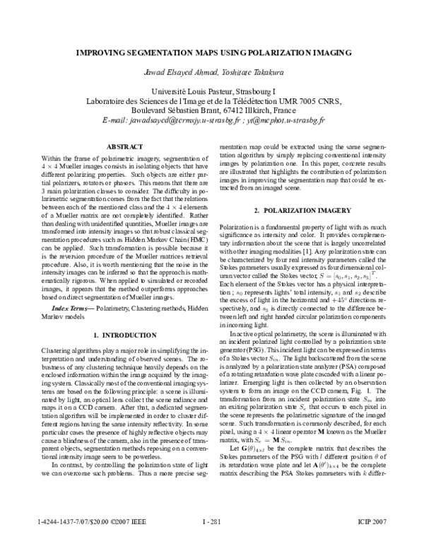 (PDF) Improving Segmentation Maps using Polarization Imaging (PDF) Improving Segmentation Maps using Polarization Imaging