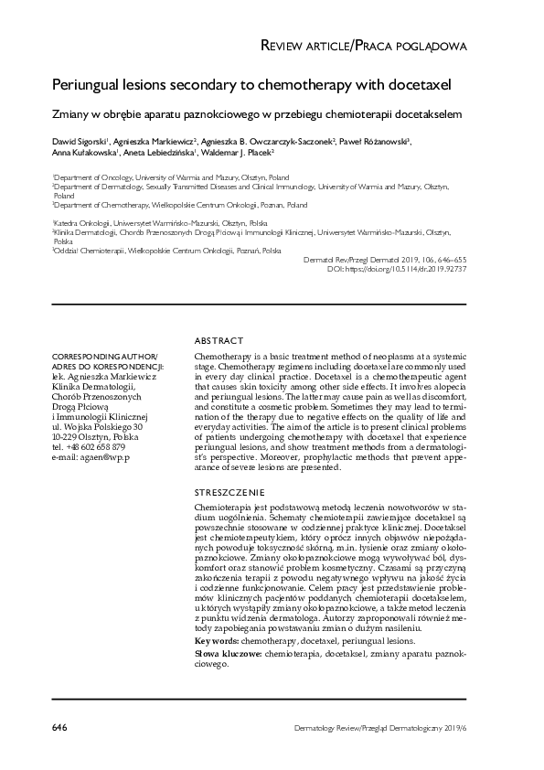 (PDF) Periungual lesions secondary to chemotherapy with docetaxel ...