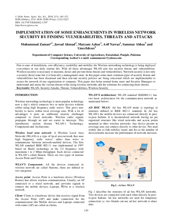 (PDF) Implementation of Some Enhancements in Wireless Network Security ...