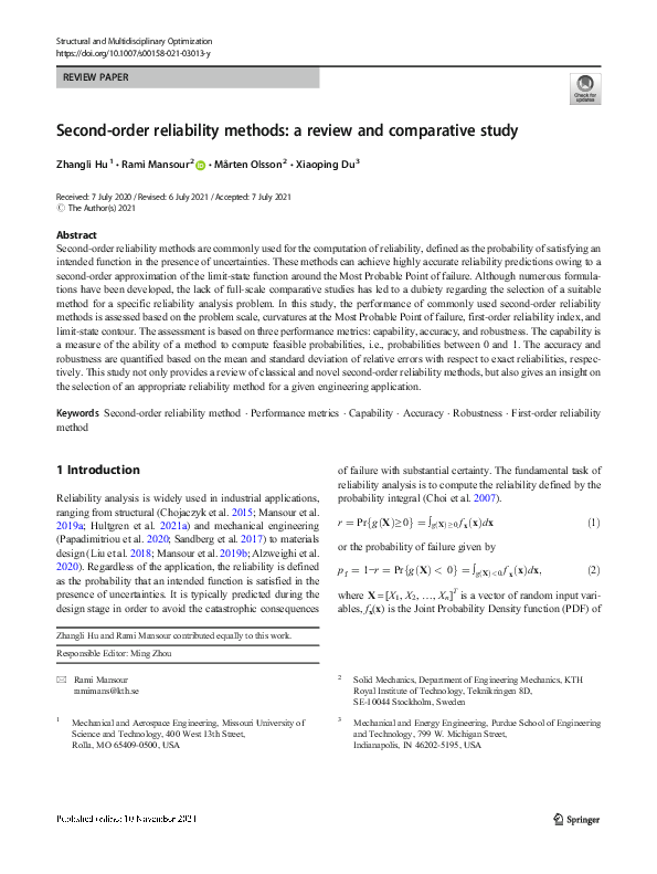 (PDF) Second-order reliability methods: a review and comparative study