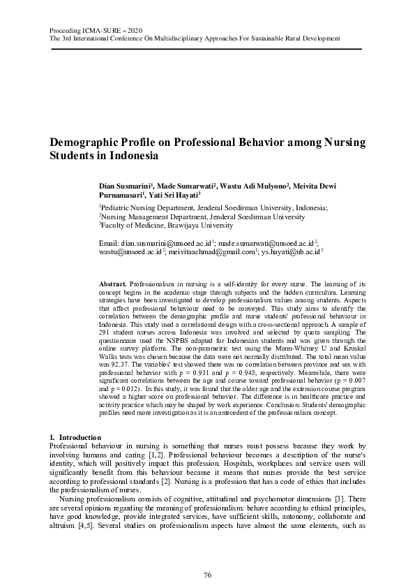 (PDF) Demographic Profile on Professional Behavior among Nursing ...