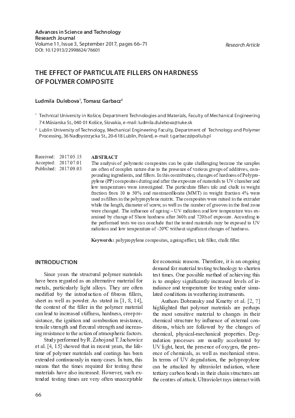 (PDF) The Effect of Particulate Fillers on Hardness of Polymer Composite