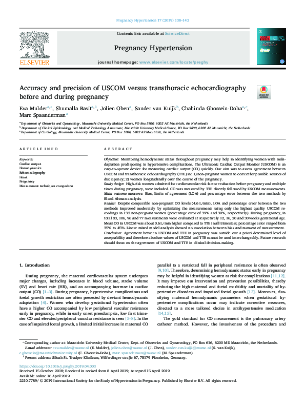 (PDF) Accuracy and precision of USCOM versus transthoracic echocardiography before and during ...