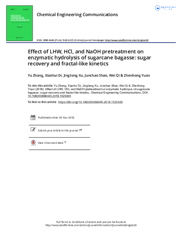 (PDF) Effect of LHW, HCl, and NaOH pretreatment on enzymatic hydrolysis ...