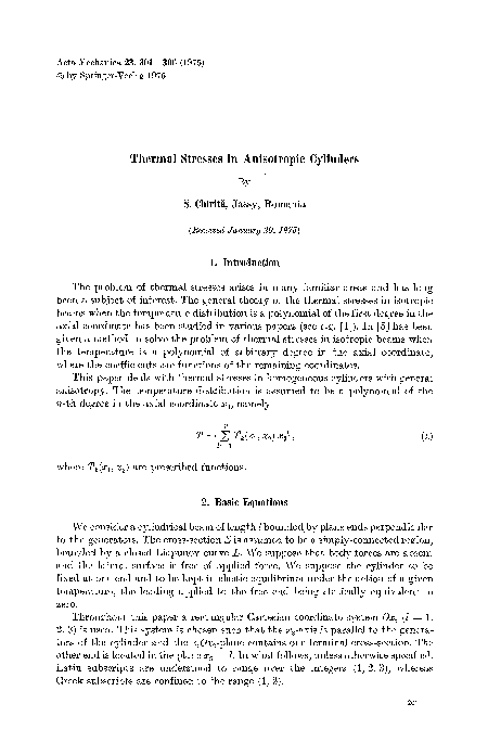 (PDF) Thermal stresses in anisotropic cylinders