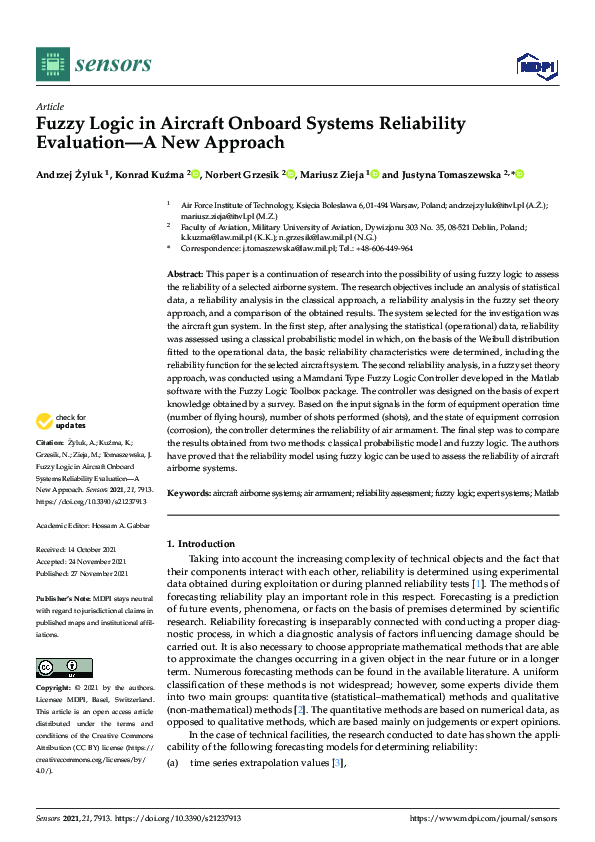 (PDF) Fuzzy Logic in Aircraft Onboard Systems Reliability Evaluation—A New Approach