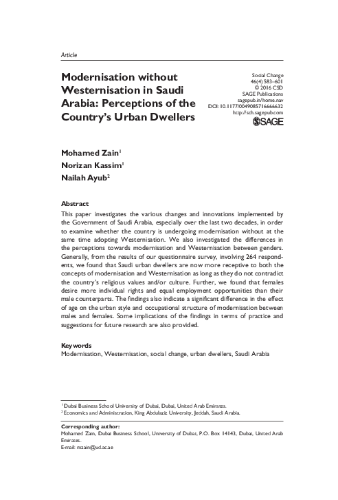 (PDF) Modernisation without Westernisation in Saudi Arabia: Perceptions of the Country’s Urban ...