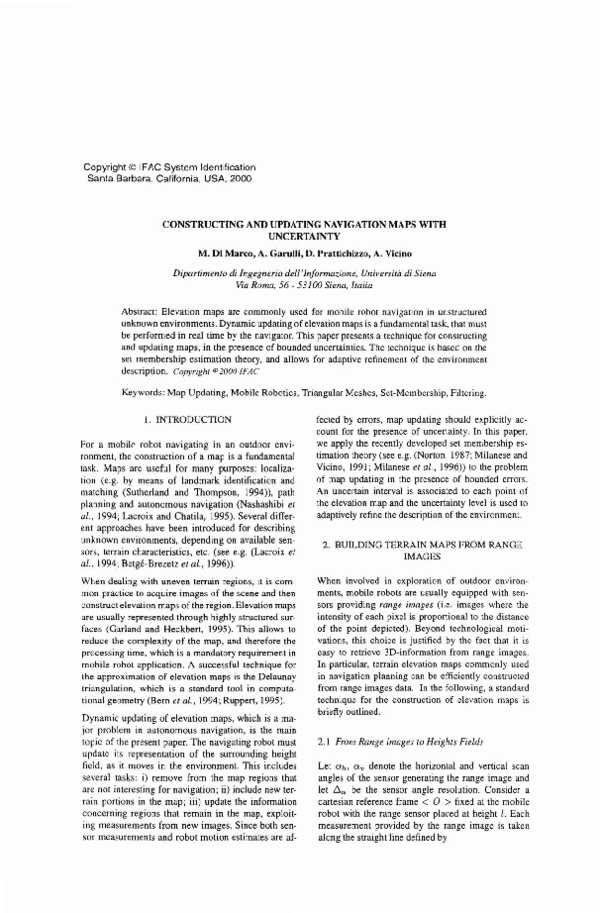 (PDF) Constructing and Updating Navigation Maps with Uncertainty