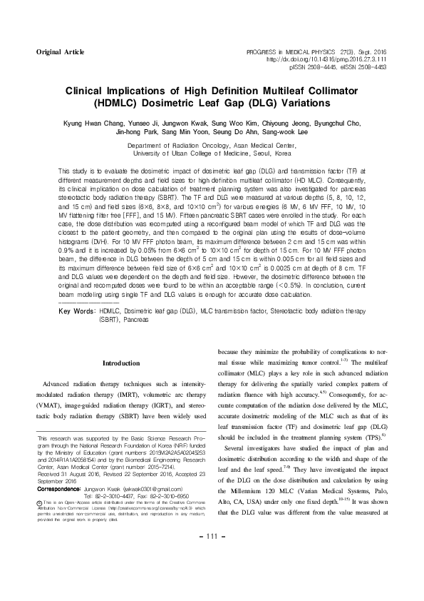 (PDF) Clinical Implications of High Definition Multileaf Collimator ...