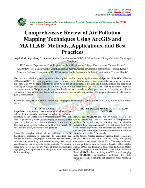(PDF) Comprehensive Review of Air Pollution Mapping Techniques Using ...