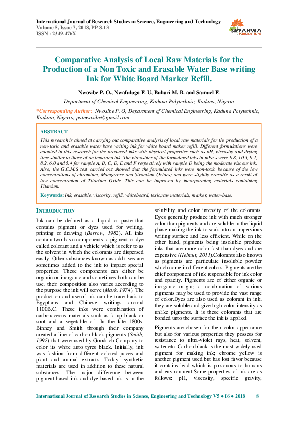 (PDF) Comparative Analysis of Local Raw Materials for the Production of ...