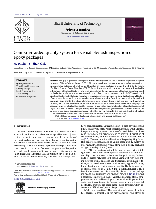 (PDF) Computer-aided quality system for visual blemish inspection of ...