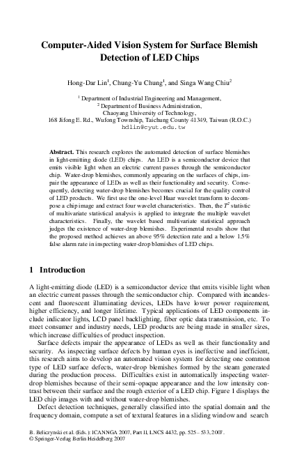 (PDF) Computer-Aided Vision System for Surface Blemish Detection of LED ...