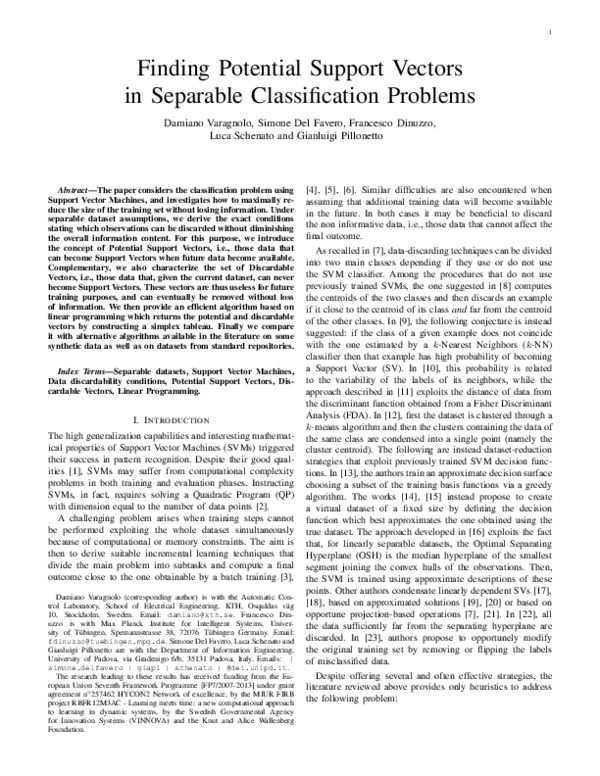 (PDF) Finding Potential Support Vectors in Separable Classification ...
