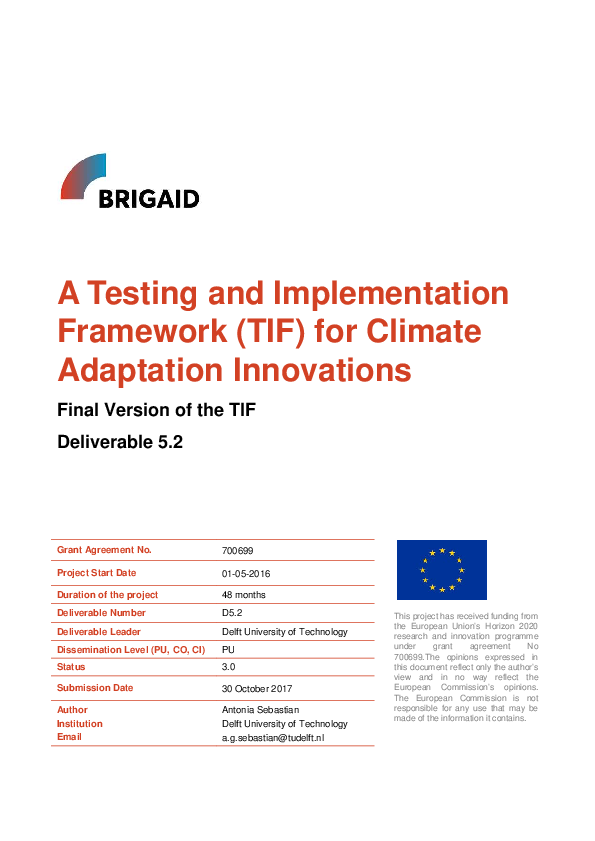 (PDF) A Testing and Implementation Framework (TIF) for Climate ...