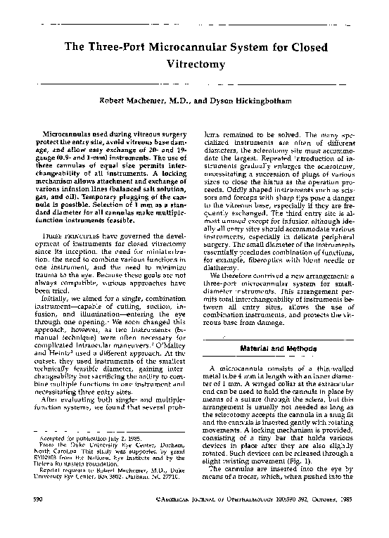 (PDF) The Three-Port Microcannular System for Closed Vitrectomy