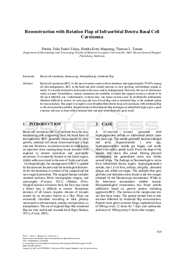 (PDF) Reconstruction with Rotation Flap of Infraorbital Dextra Basal ...