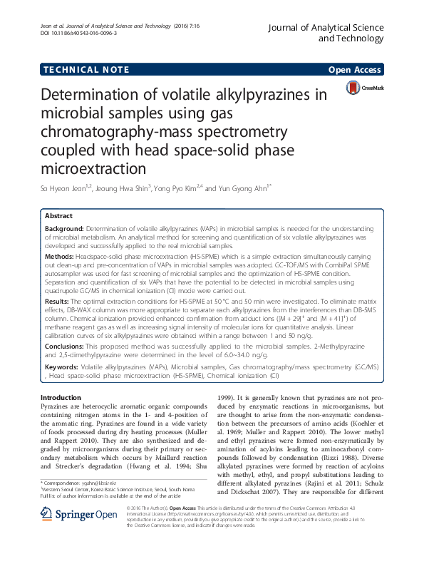 (PDF) Determination of volatile alkylpyrazines in microbial samples ...