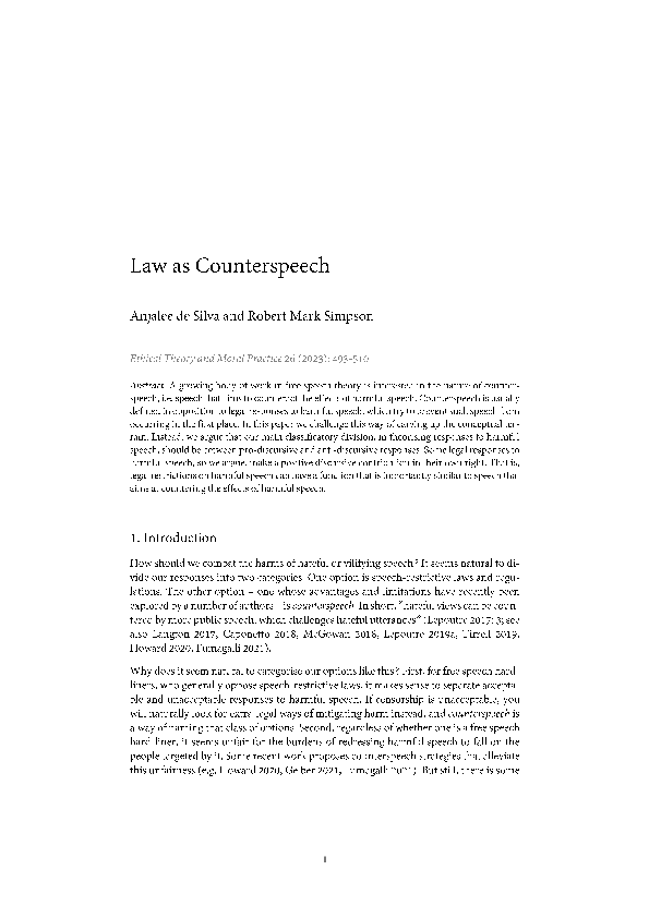 (PDF) Law as Counterspeech