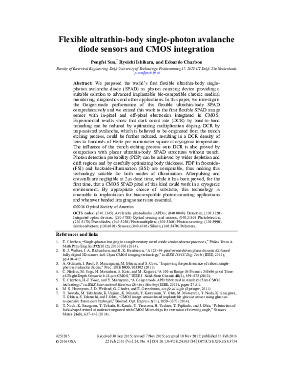 (PDF) Flexible ultrathin-body single-photon avalanche diode sensors and ...