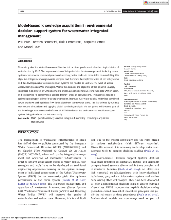(PDF) Model-based knowledge acquisition in environmental decision support system for wastewater ...