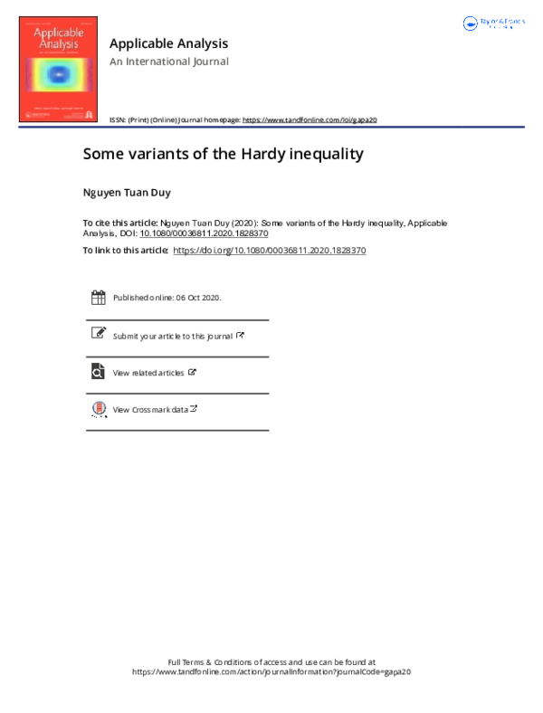 (PDF) Some variants of the Hardy inequality | Duy Nguyen - Academia.edu