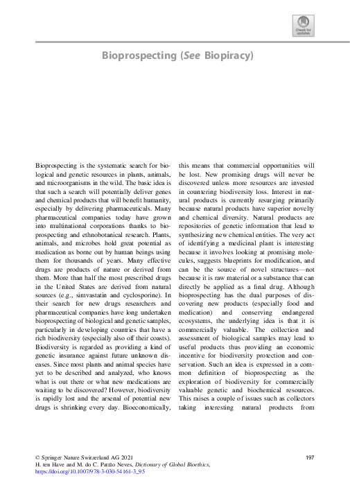 (PDF) Bioprospecting (See Biopiracy)