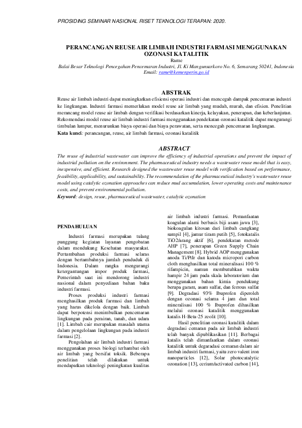 (PDF) Prosiding Seminar Nasional Riset Teknologi Terapan: 2020