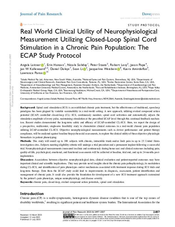 (PDF) Real World Clinical Utility of Neurophysiological Measurement Utilizing Closed-Loop Spinal ...