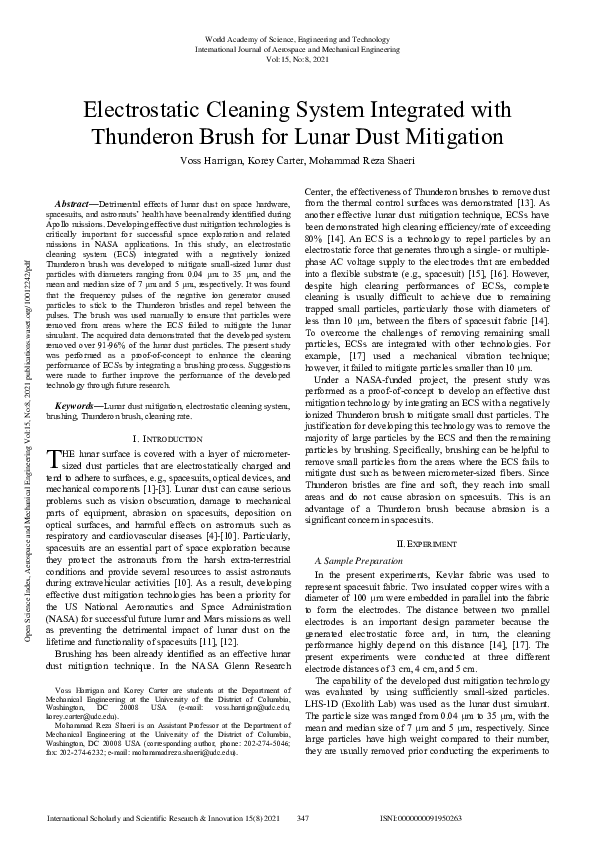 (PDF) Electrostatic Cleaning System Integrated with Thunderon Brush for ...
