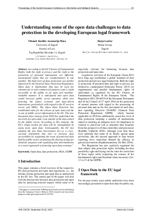 (PDF) Understanding some of the open data challenges to data protection in the developing ...