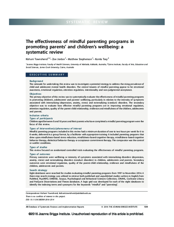 (PDF) The effectiveness of Mindful Parenting programs in promoting ...