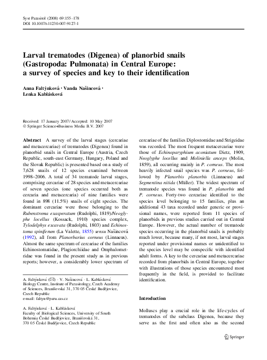 (PDF) Larval trematodes (Digenea) of planorbid snails (Gastropoda ...